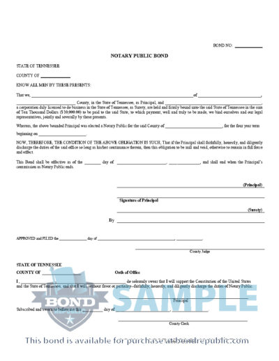 $10,000 Tennessee Notary Bond | Bond Republic