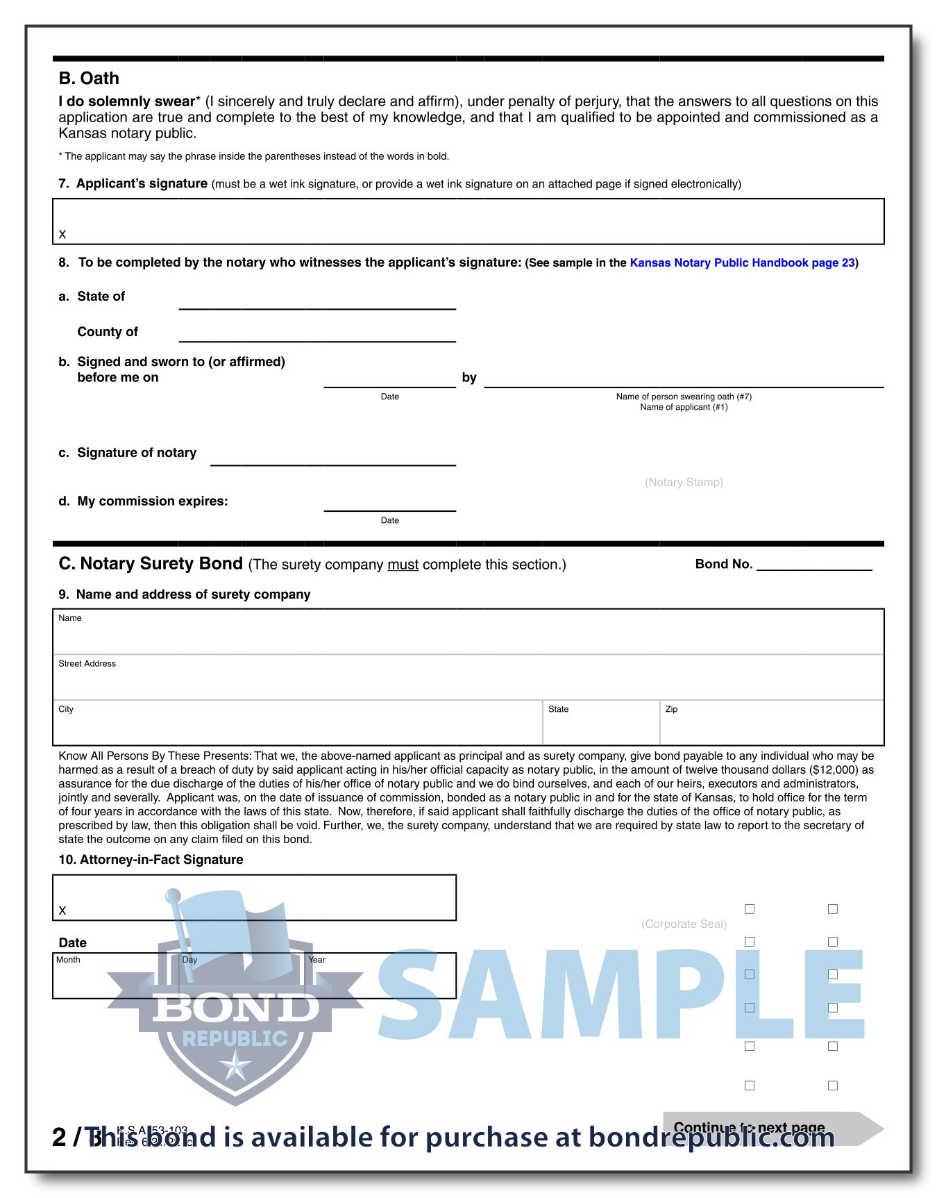 $12,000 Kansas Notary Bond | Bond Republic