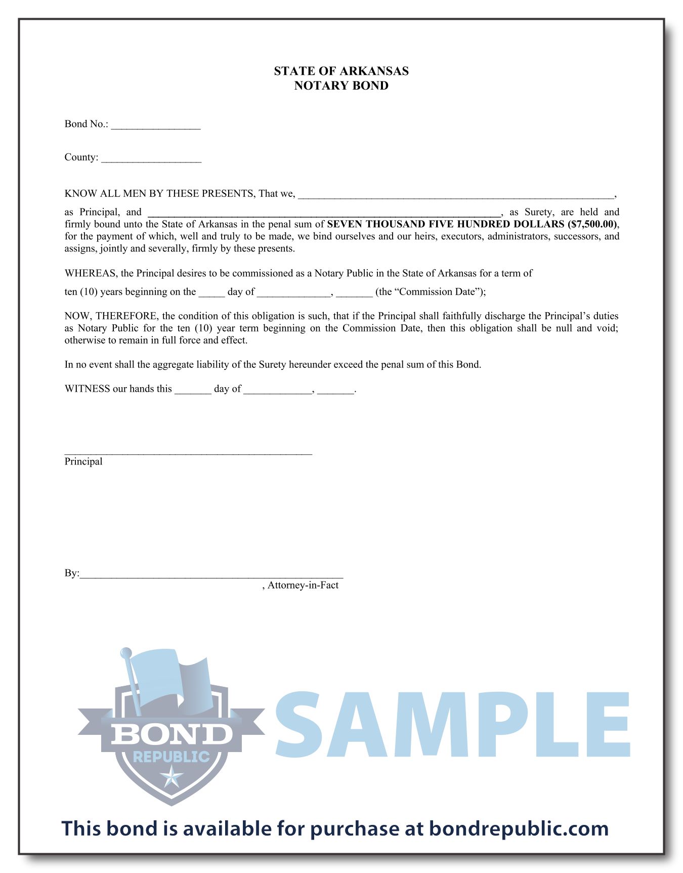 $7,500 Arkansas Notary Public Bond | Notary Rotary Arkansas Notary Bond